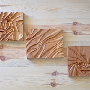 Decor for Small Spaces Wooden Relief Sculpture Set: Modern Abstract ...