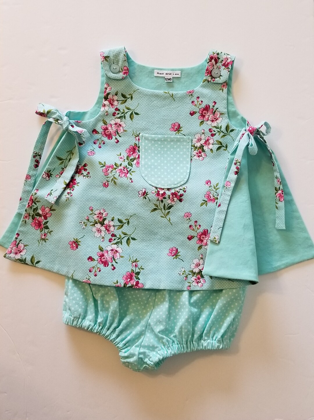 Light Aqua Floral Print Sundress and Bloomers - 18 to 24 Mos. Sizes - Etsy