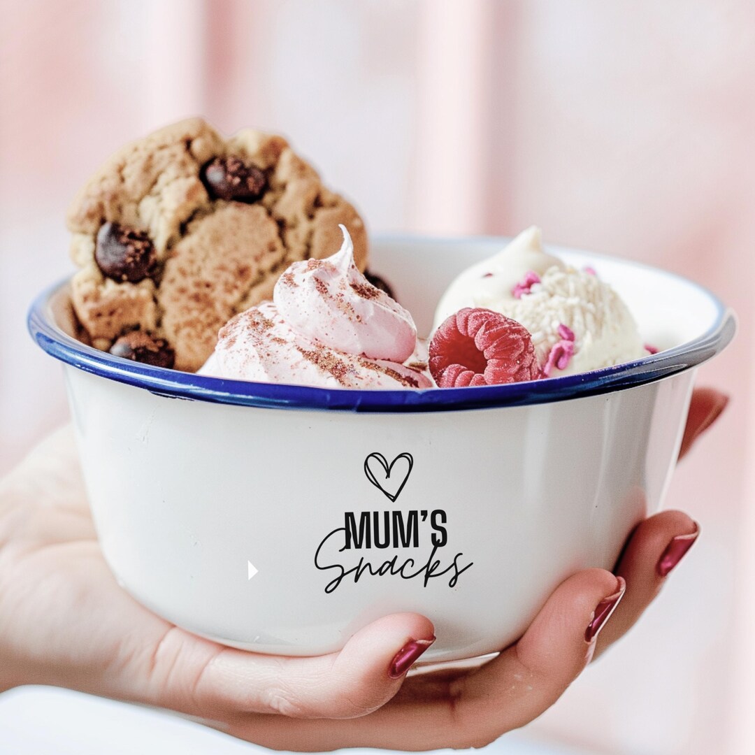 Personalized Enamel Snack Bowl – Mum's Heart Icon, Custom Treat Bowl - Etsy