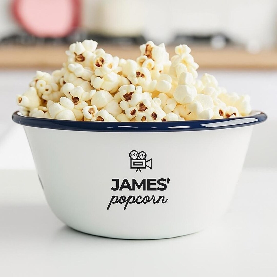 Personalized Enamel Popcorn Bowl: Retro Movie Night Snack Bowl - Etsy