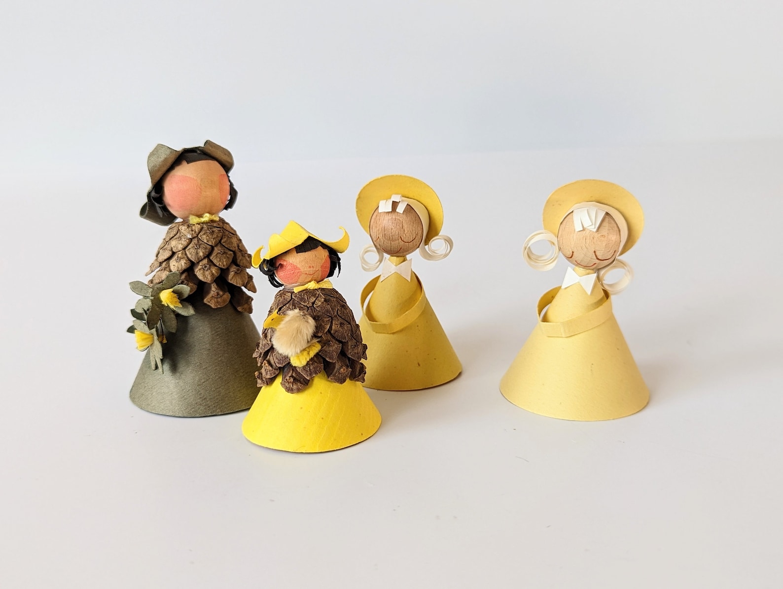 4 Vintage "erstad & Stubbe" Teglbjærg Spring Girls. Handmade Figurines ...