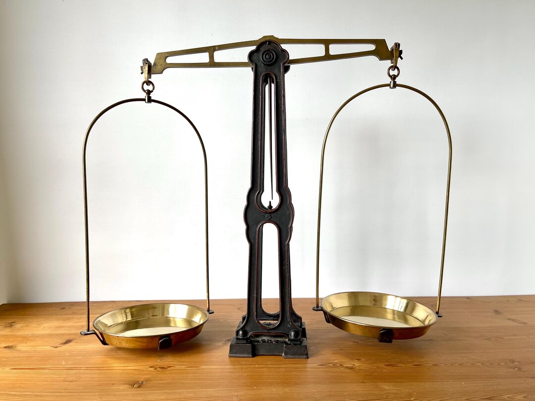 XXL Antique Balance Scale, Cast Iron & Brass Balance Scale With ...