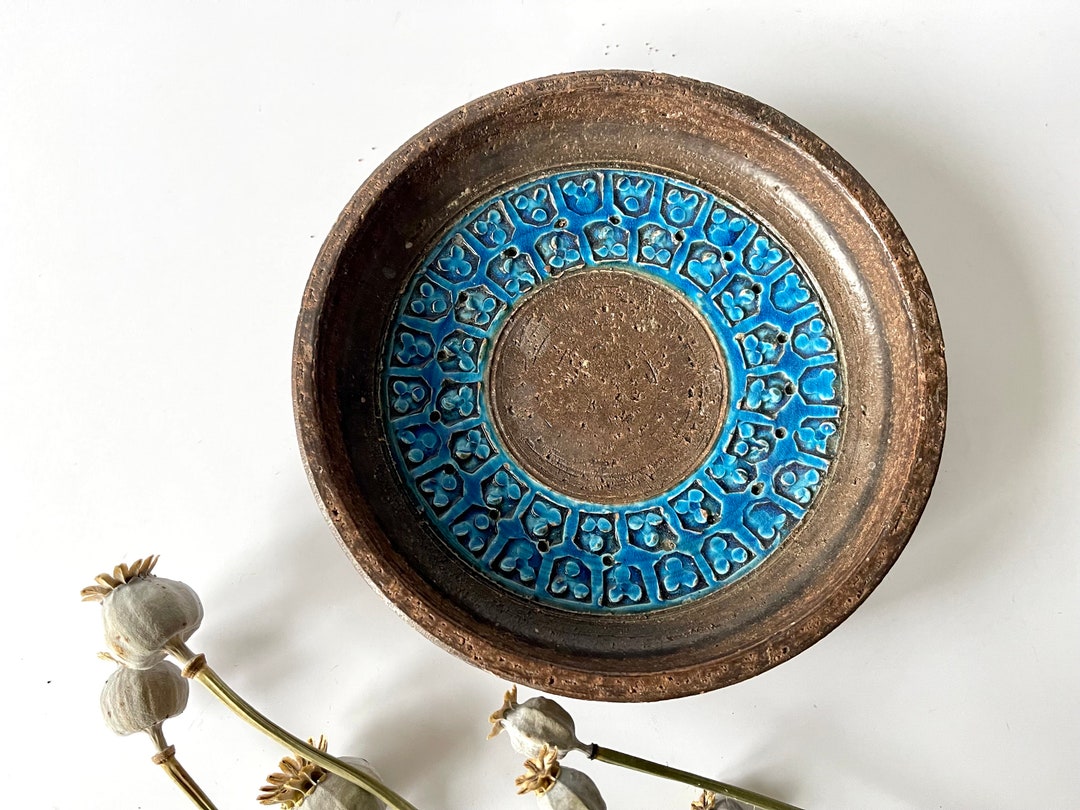 Bitossi Bowl With Trifoglio Pattern Italian Mid Century Pottery. Blue ...