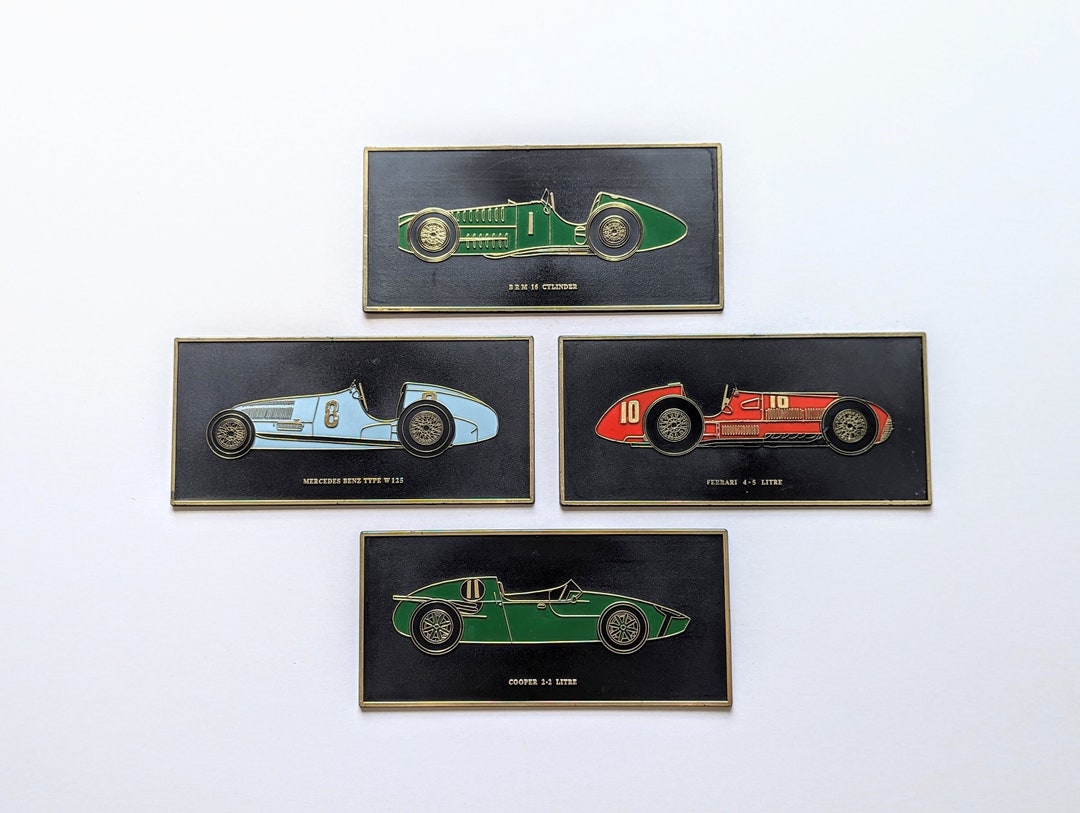 4 X Vintage Frank Down Ltd Wall Plaques. Early 20. Century Racing Cars ...
