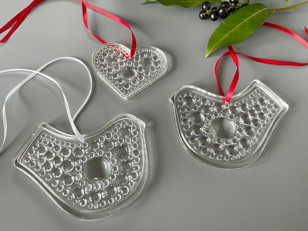 Hadeland Glass Ornaments - Vintage Christmas Decorations - Scandinavian ...