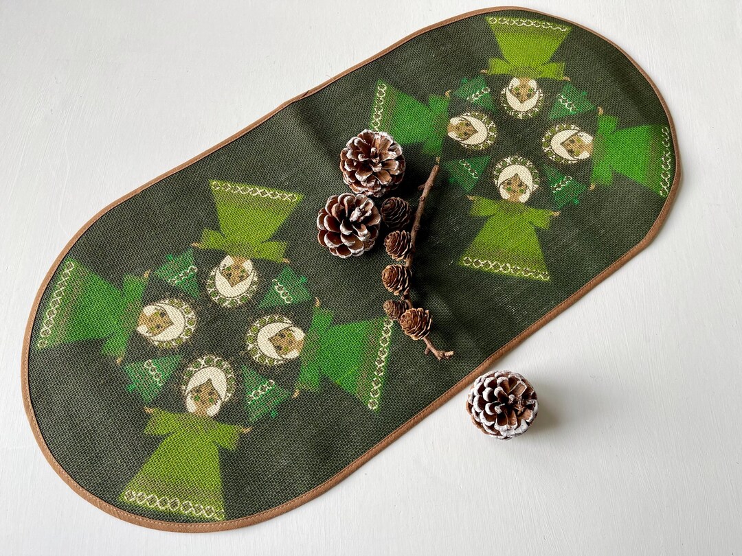 Vintage Table Runner With Christmas Angels Danish Design Made in 70s ...