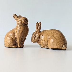 2 Rare Stoneware Rabbits by DISSING Ceramic of Denmark. 1960s Pottery ...