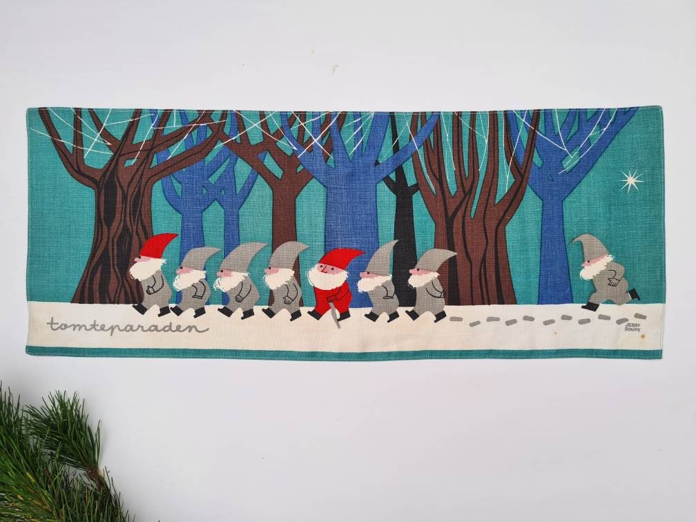 Jerry Roupe Tomteparaden vintage screenprint on | Etsy