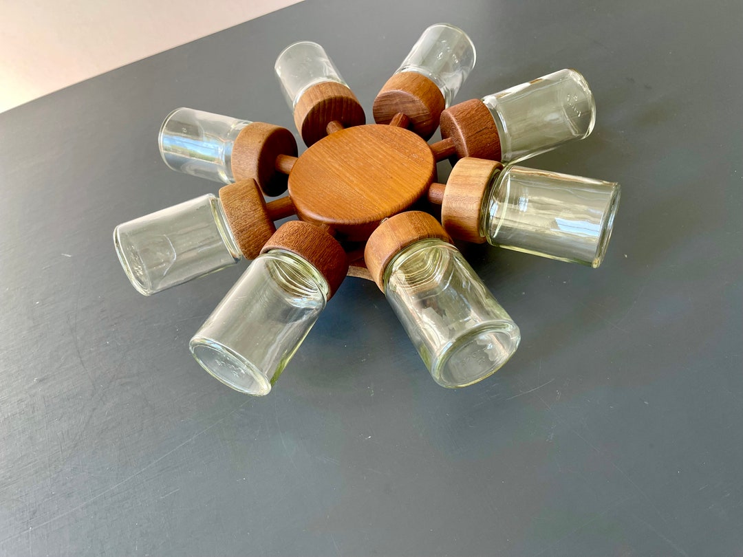 RARE Digsmed Teak Spice Wheel/spice Rack Danish Design 8 Jars ...