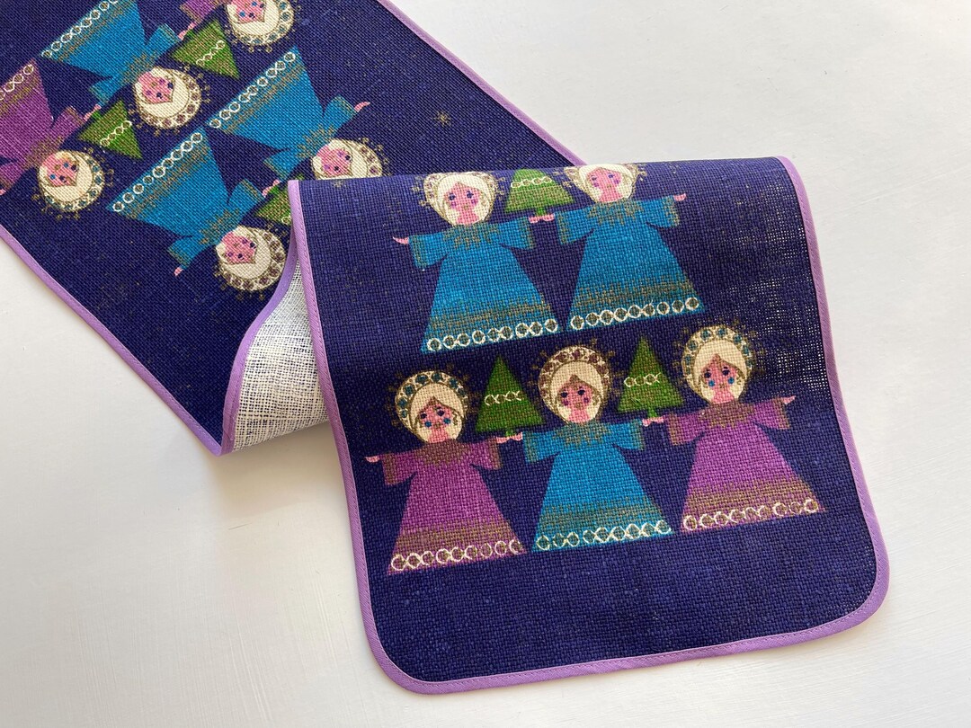 Danish Burlap Table Runner From "inka" - 70s Design in Retro Colors ...