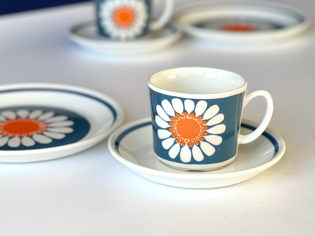 Daisy Coffee Trio. Cup, Saucer & Plate. Figgjo Flint, Turi Design ...