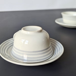 GREY LINES (grå Rånder) by Wilhelm Kåge 1940s. Cup & Saucer Produced by ...