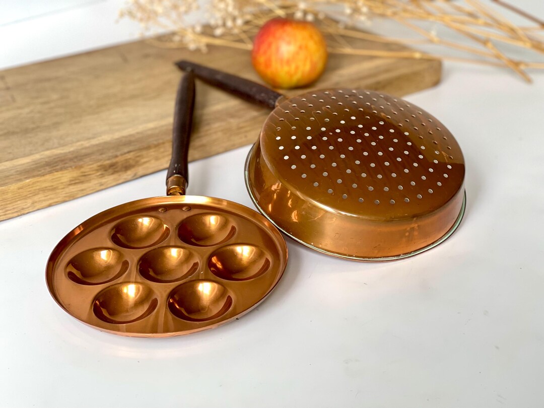 Vintage Copper Set. Strainer & Small æbleskiver Pan (ebleskiver ...