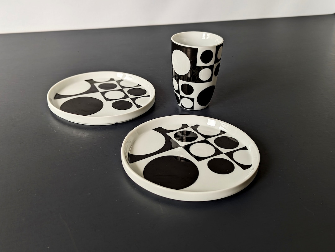 Verner Panton GEOMETRI. Thermal Mug and Plates, Set of Tree! Danish ...