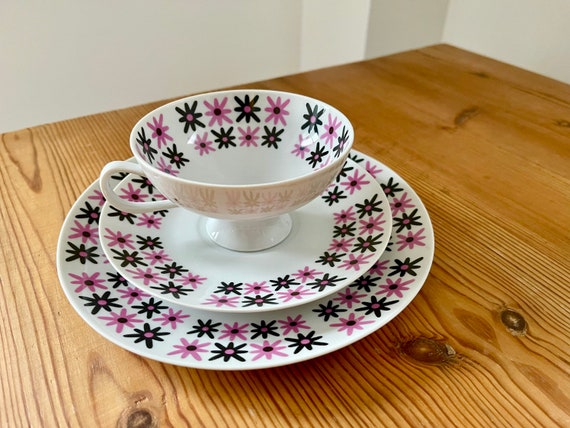 Vintage Flower Trio. 70s Design From Germany. Cup Saucer | Etsy