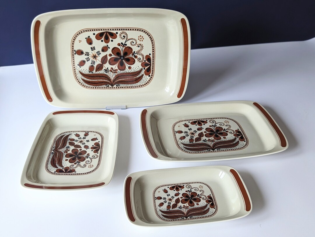 4-piece Hedda Serving Dishes 70s Figgjo Flint. Flower Decorated. Retro ...