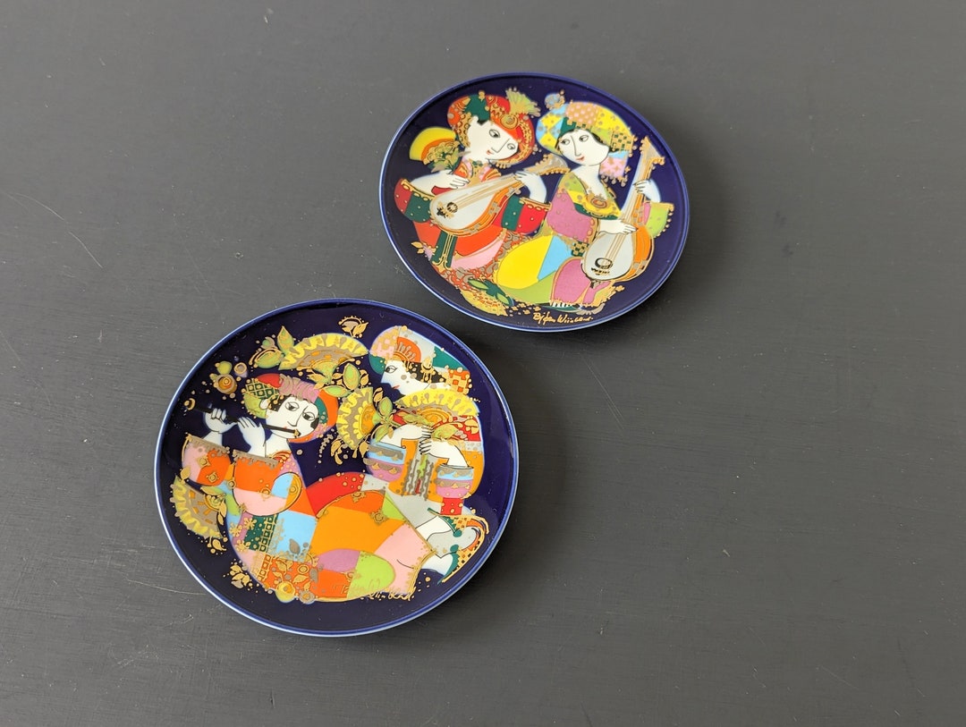 2 X Bjorn Wiinblad Plates. Colorful Design "oriental Night Music" by ...