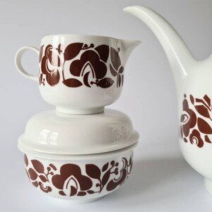 Melitta Vintage 1970s Set. Teapot & Sugar + Creamer Set. Brown Flower ...