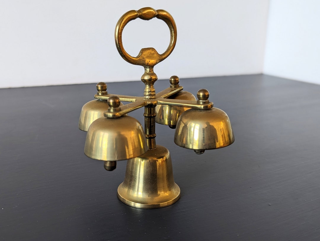 5 Brass Bells Ringer. Ring in the Holidays. Vintage 70s Winter ...