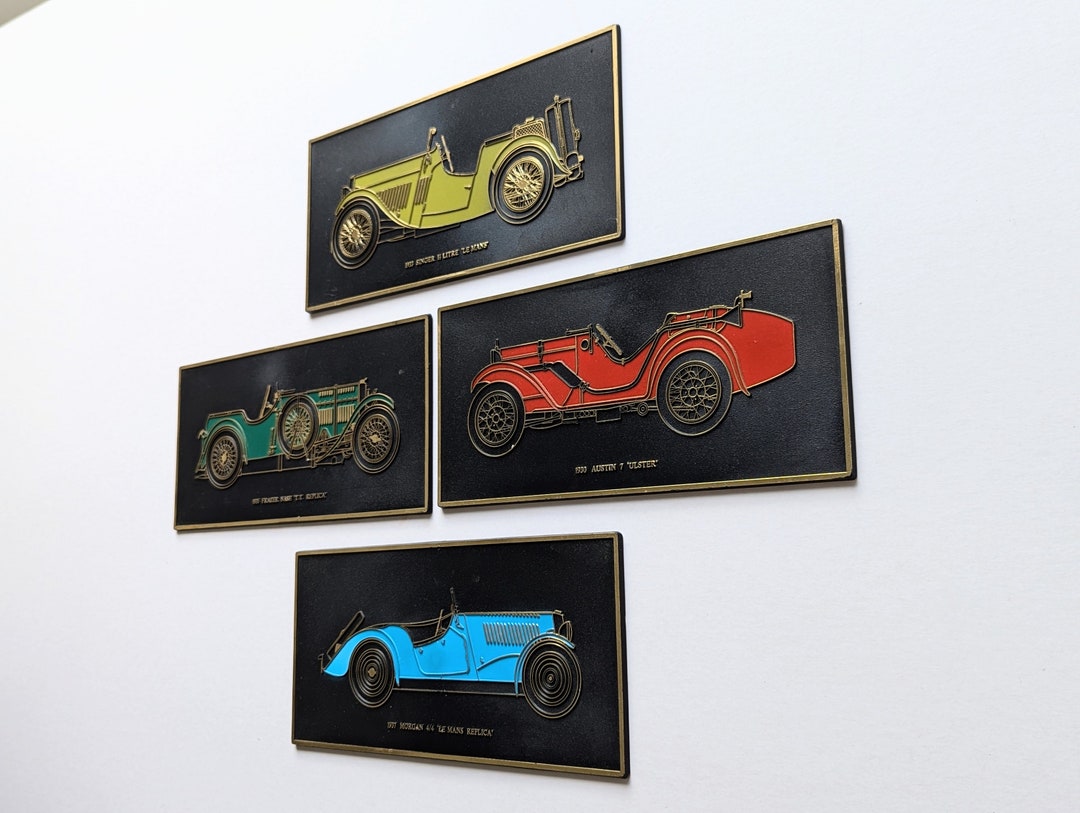 4 X Vintage Frank Down Ltd Wall Plaques. Early 20. Century Racing Cars ...