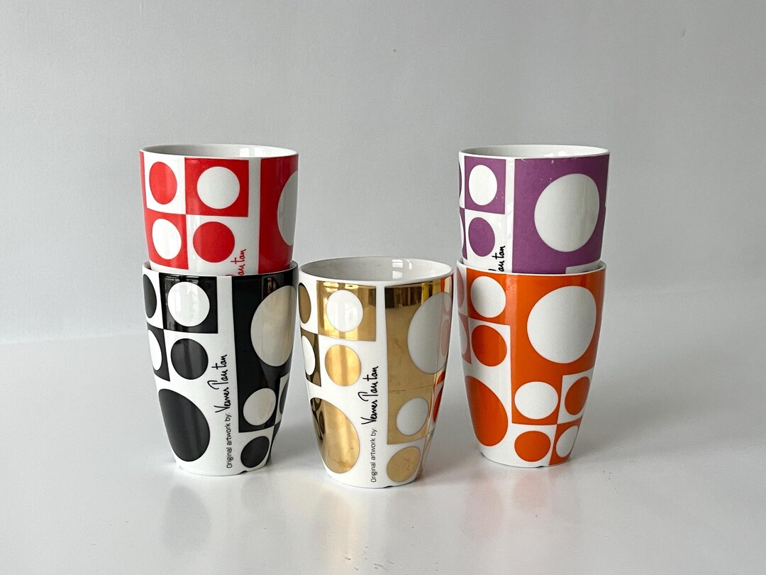 5 X Verner Panton GEOMETRI Rainbow Thermal Mugs! Danish Design by ...