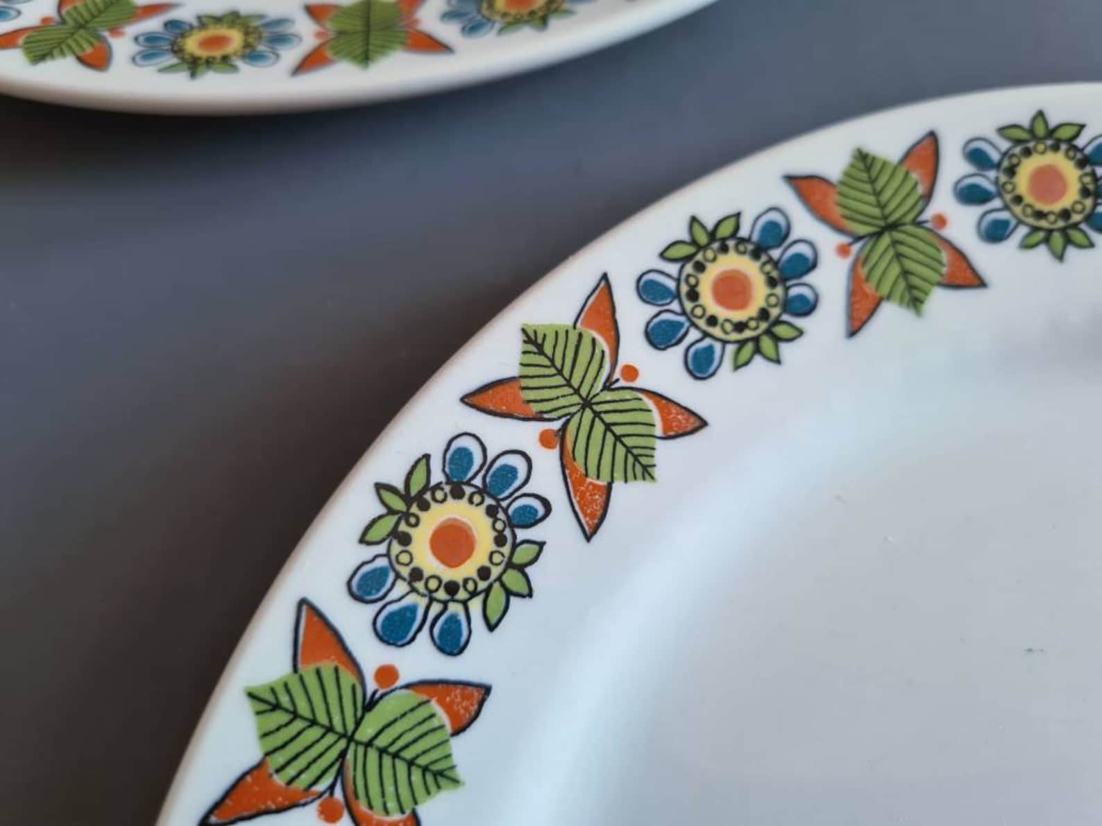 Set of 2 Figgjo Flint plates with flower pattern. Vintage | Etsy