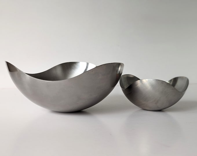 2 X Georg Jensen (denmark) "bloom" Steel Bowls Set. Organic Timeless ...