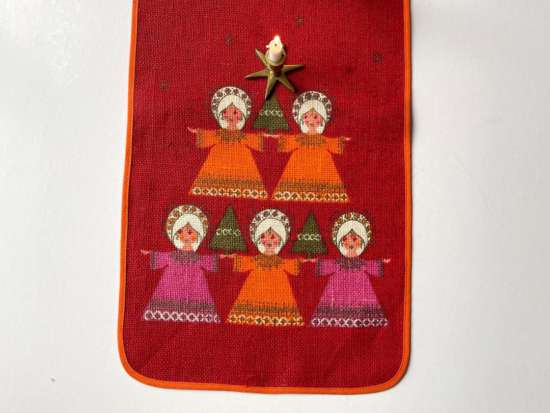 Danish Burlap Table Runner From "inka" - 70s Design in Retro Colors ...
