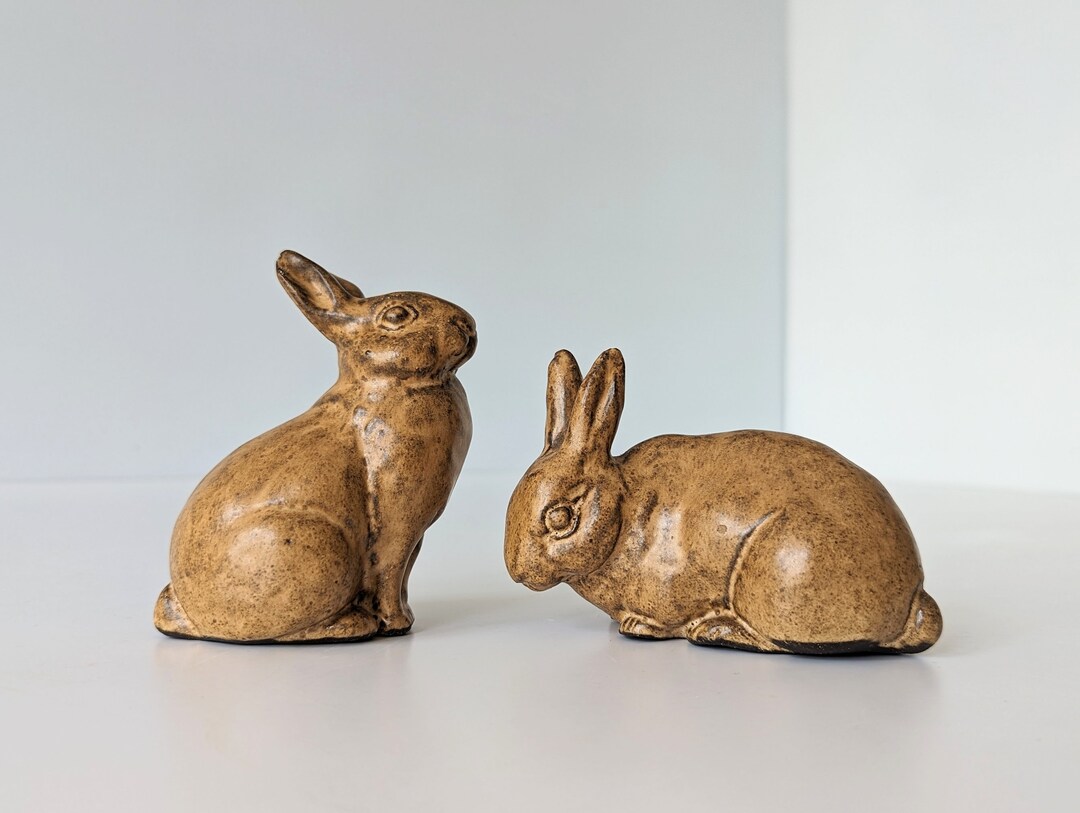 2 Rare Stoneware Rabbits by DISSING Ceramic of Denmark. 1960s Pottery ...