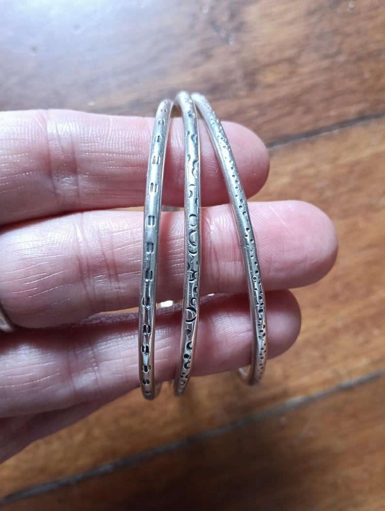 Solid Sterling Silver 3 Bangle Stack - Etsy Australia