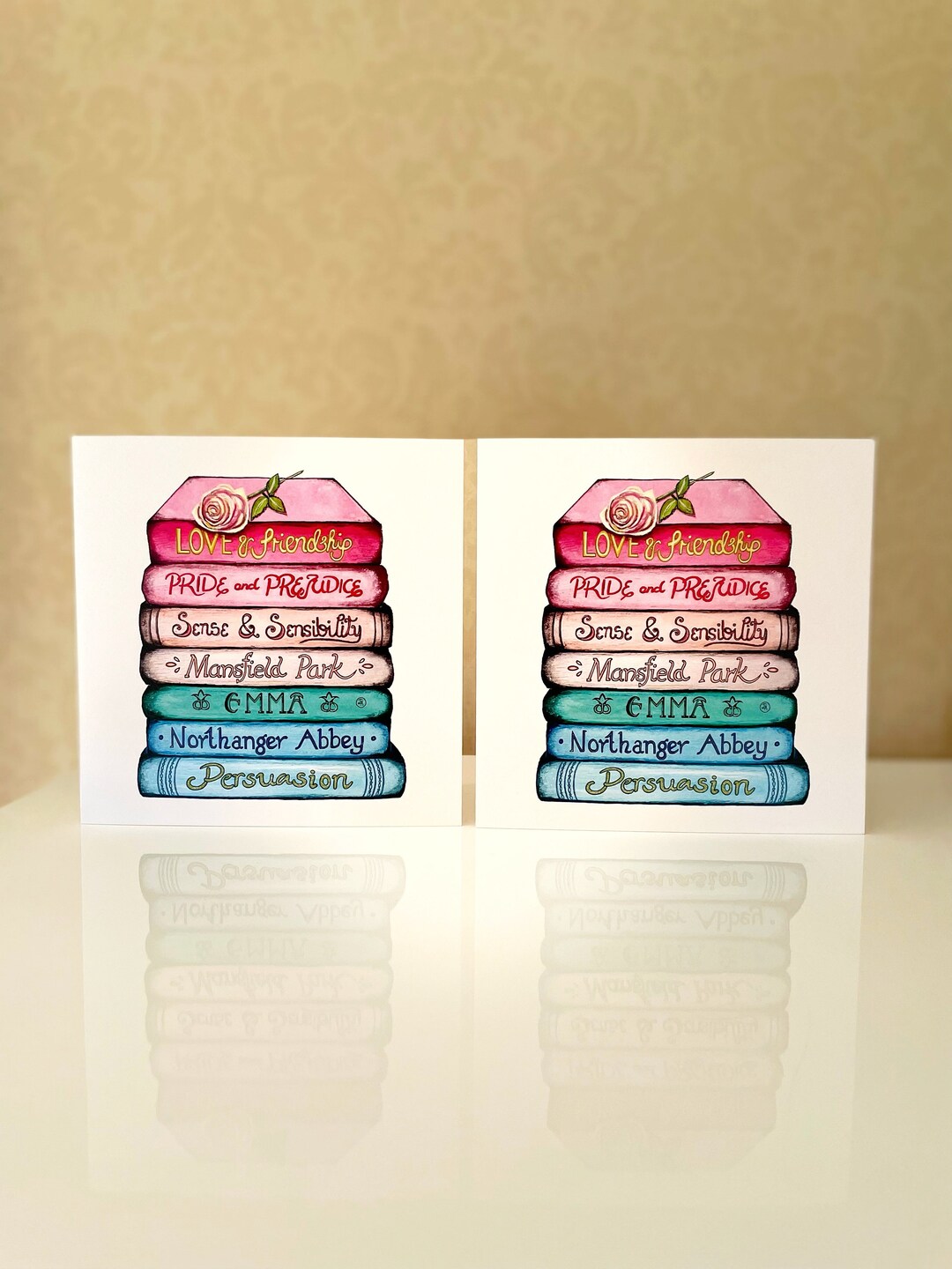 Jane Austen Cards | Pair of Book Stack Any Occasion | Birthday Thank ...