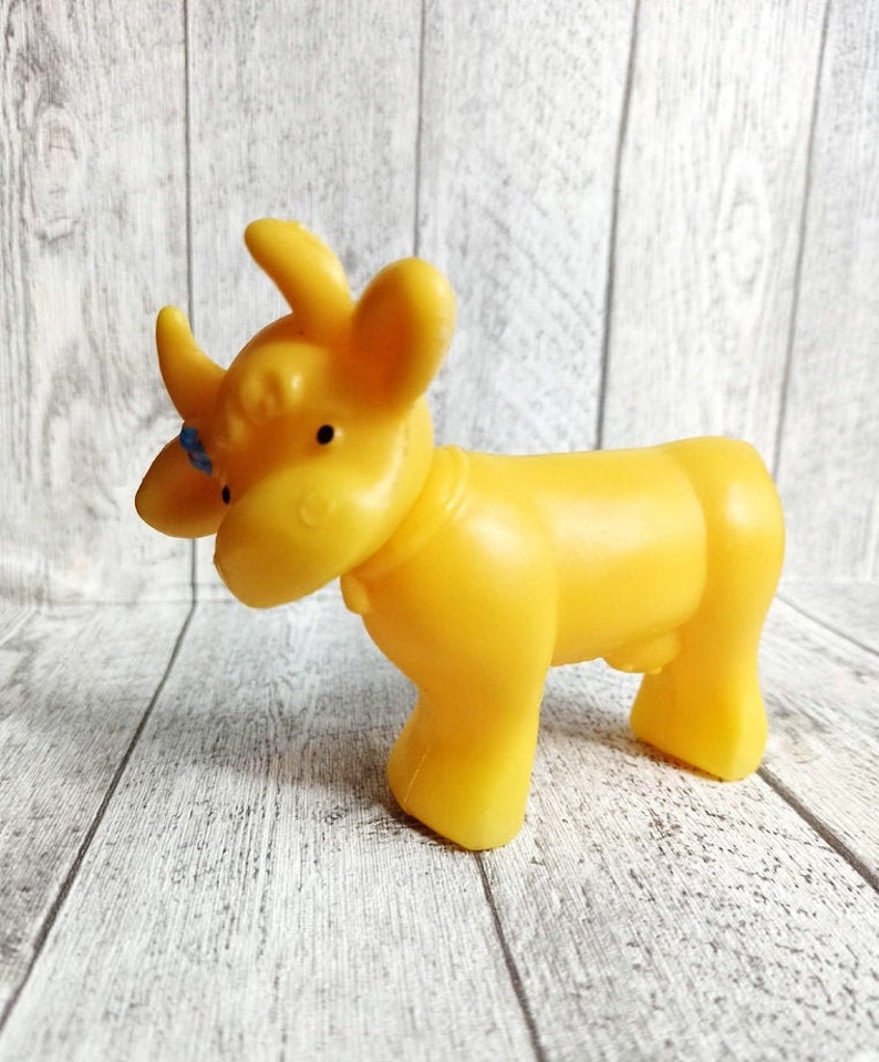 Yellow cow Plastic kids toy USSR Soviet collectible | Etsy