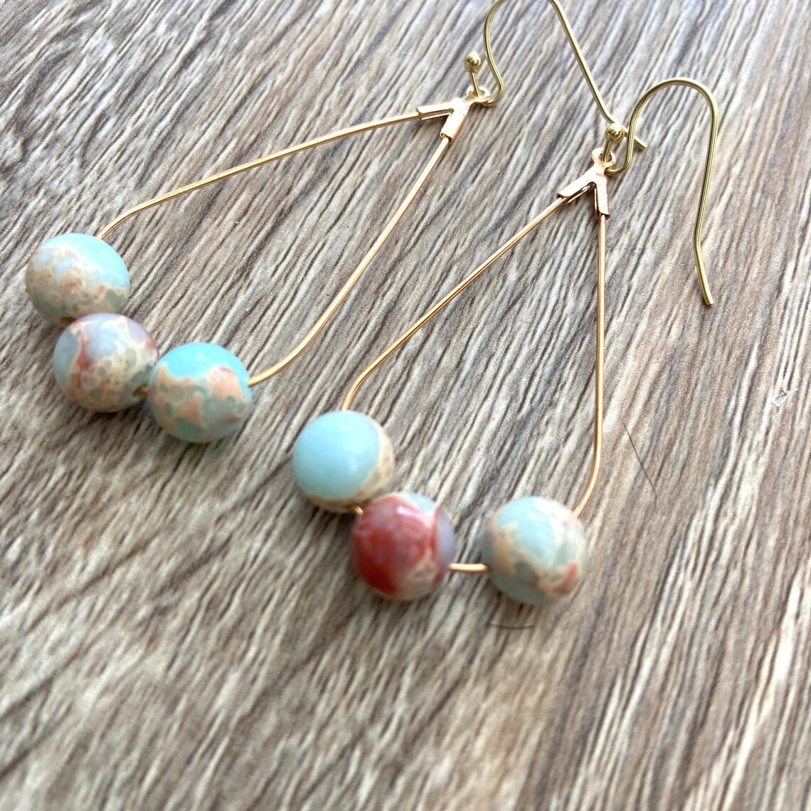 Beaded Earrings / Beaded Dangle Earring / Light Blue Jasper / Gift Box ...