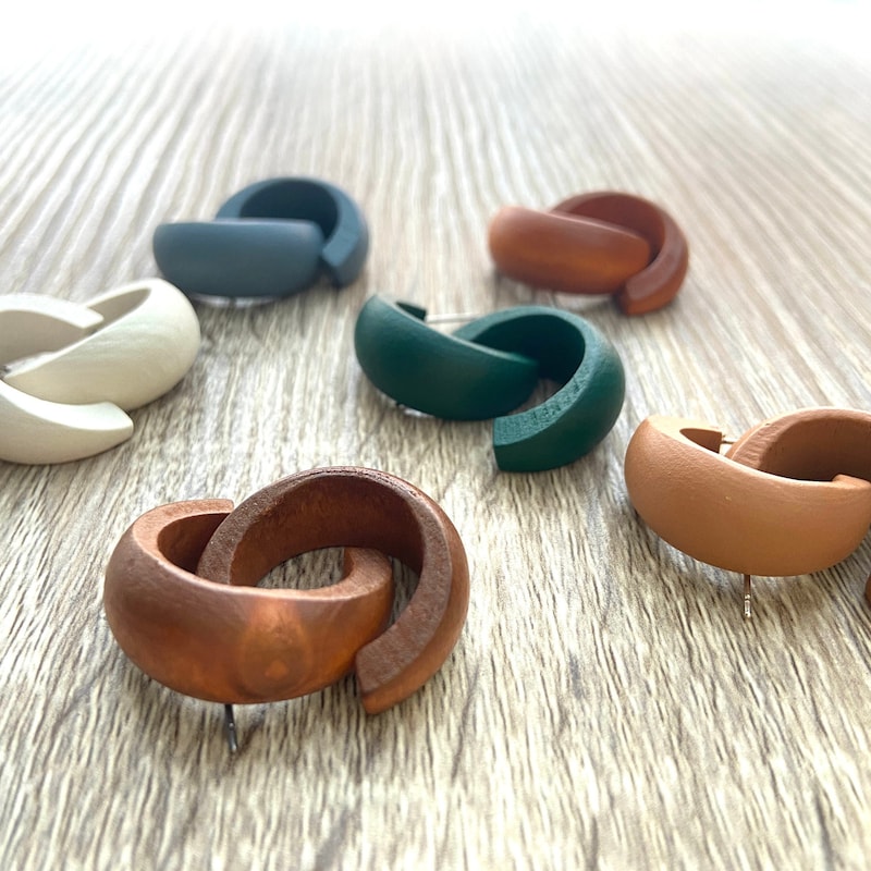 Chunky Wood Hoop Earrings - Etsy