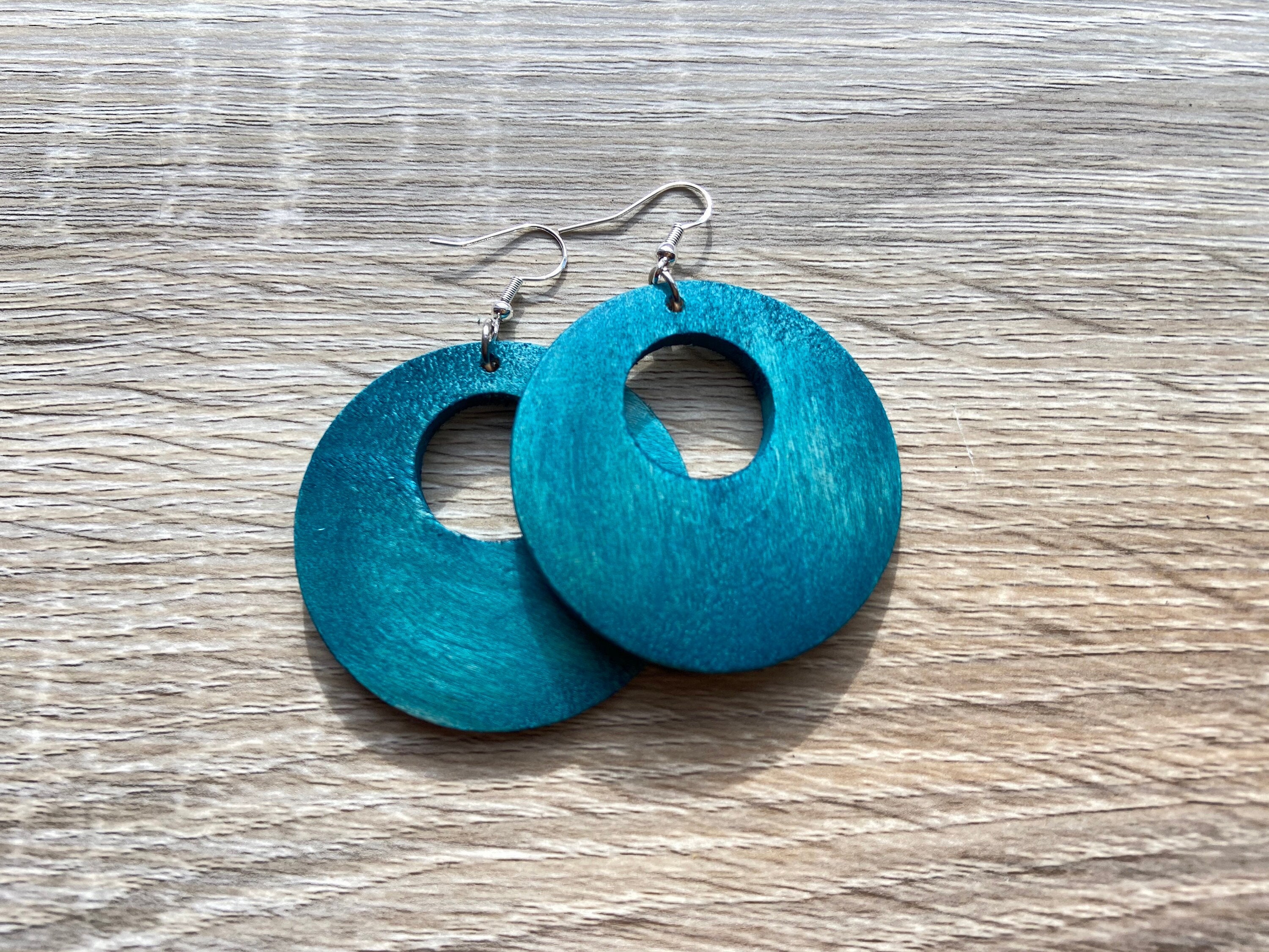 Wooden Earrings / 3 Sizes / Colorful Wood Earrings / Hypoallergenic ...