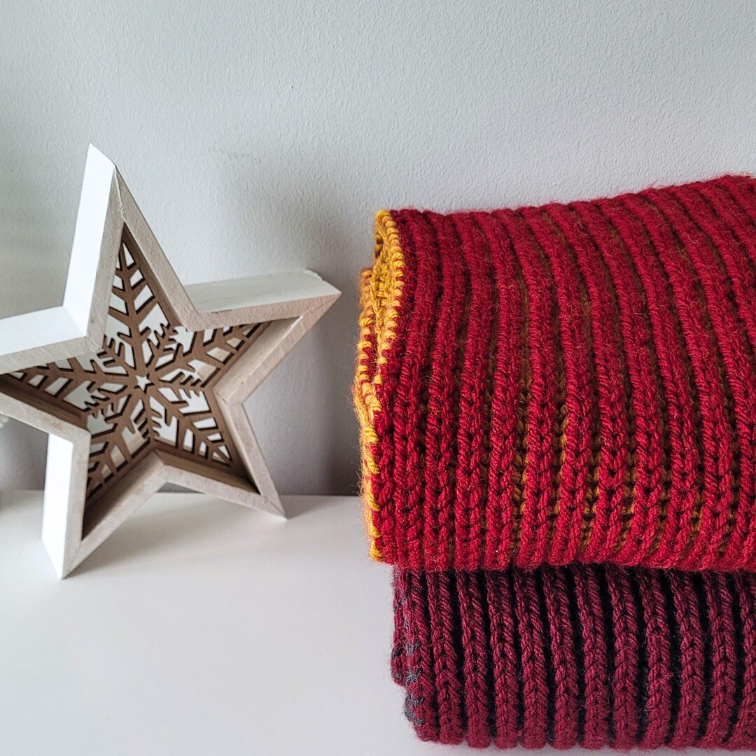 Handmade Knitted 2 Side Scarf Brioche Pattern Scarf Cozy Warm Scarf ...