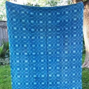 Antique Blue Overshot Coverlet, Triple Panel, Hand Woven, Double Seam ...