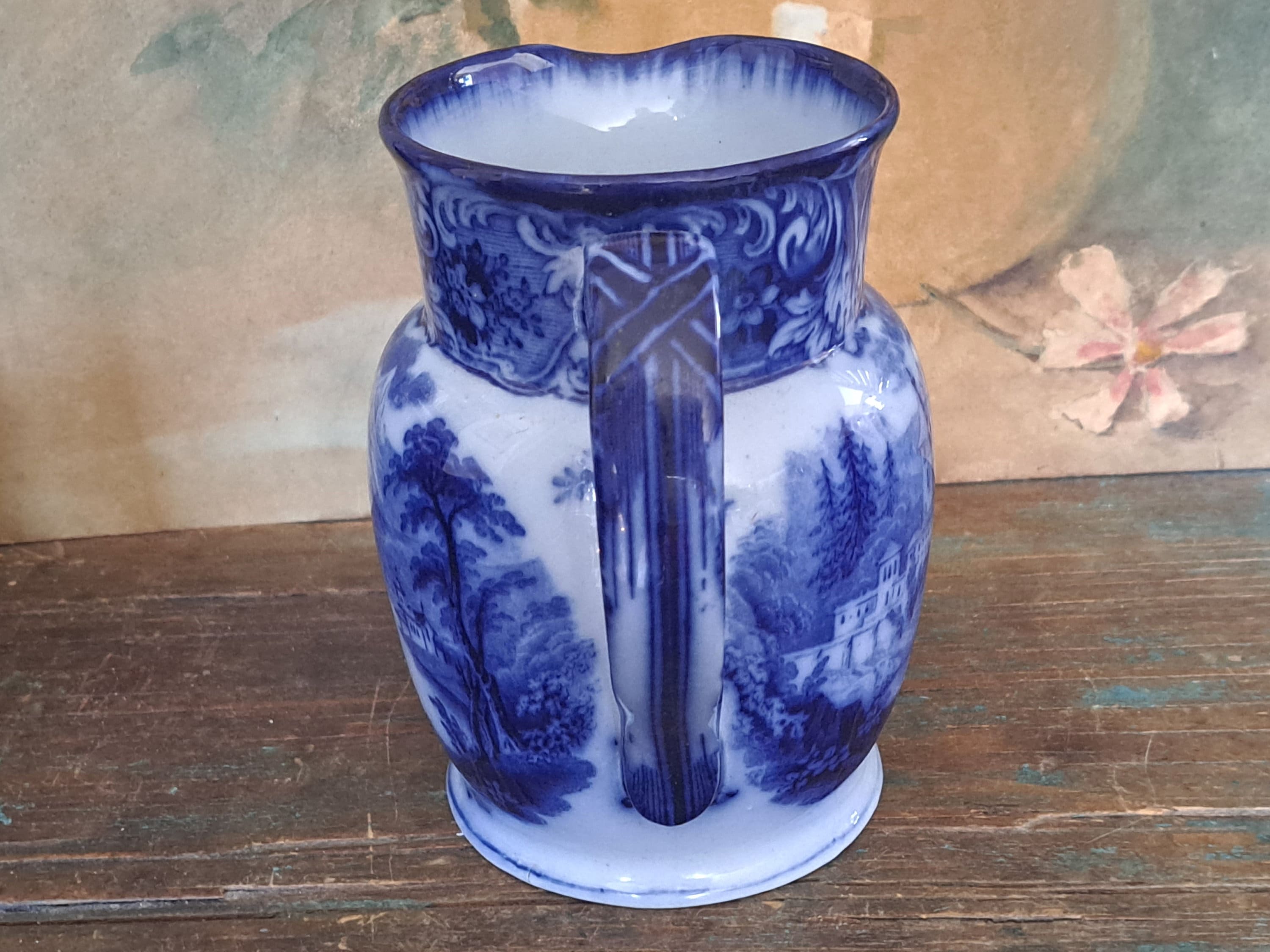 Antique Royal Doulton Flow Blue Pitcher, Burslem England, Geneva ...