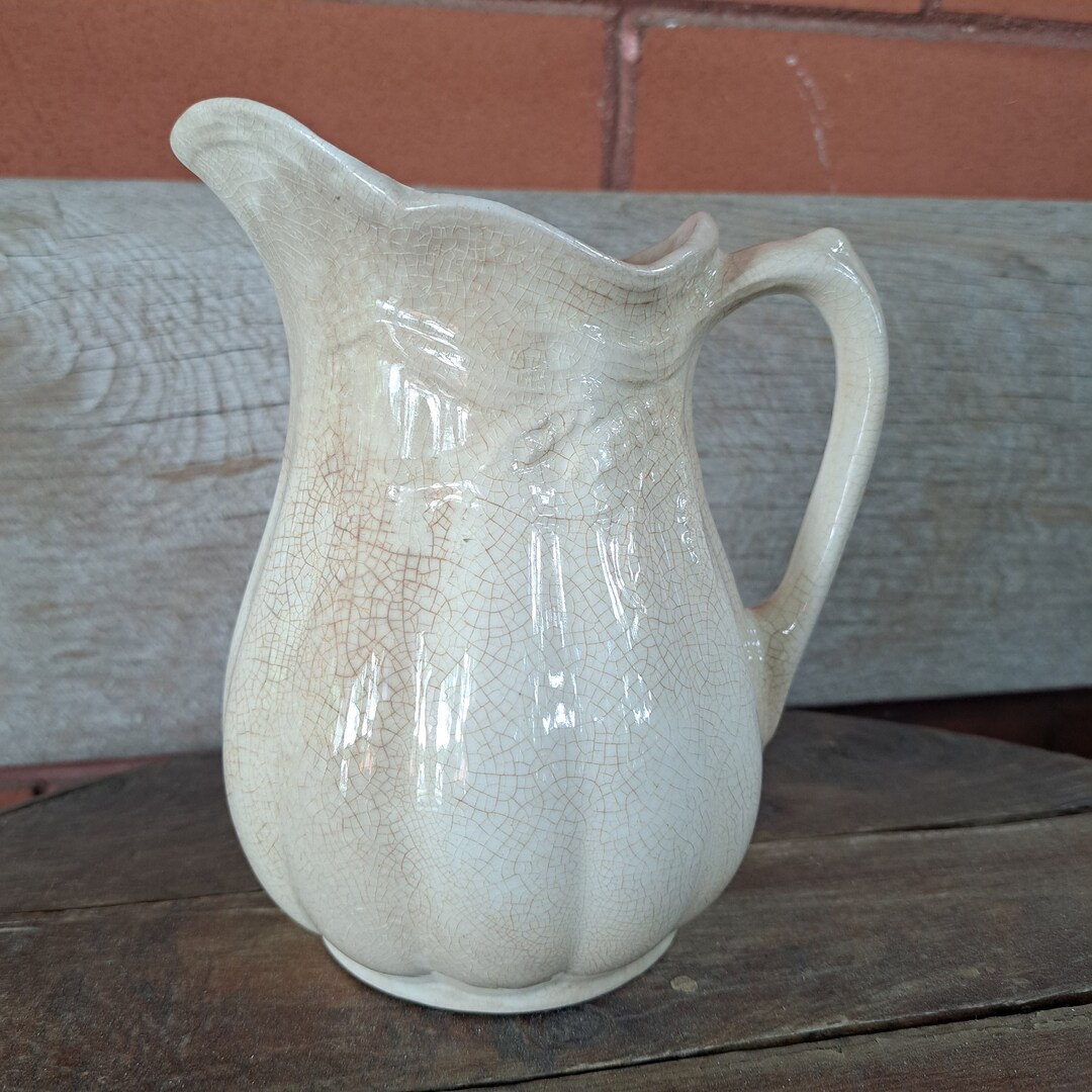Stained White Ironstone Wheat Pitcher, Arthur Wood, Royal Crownford, 6. ...
