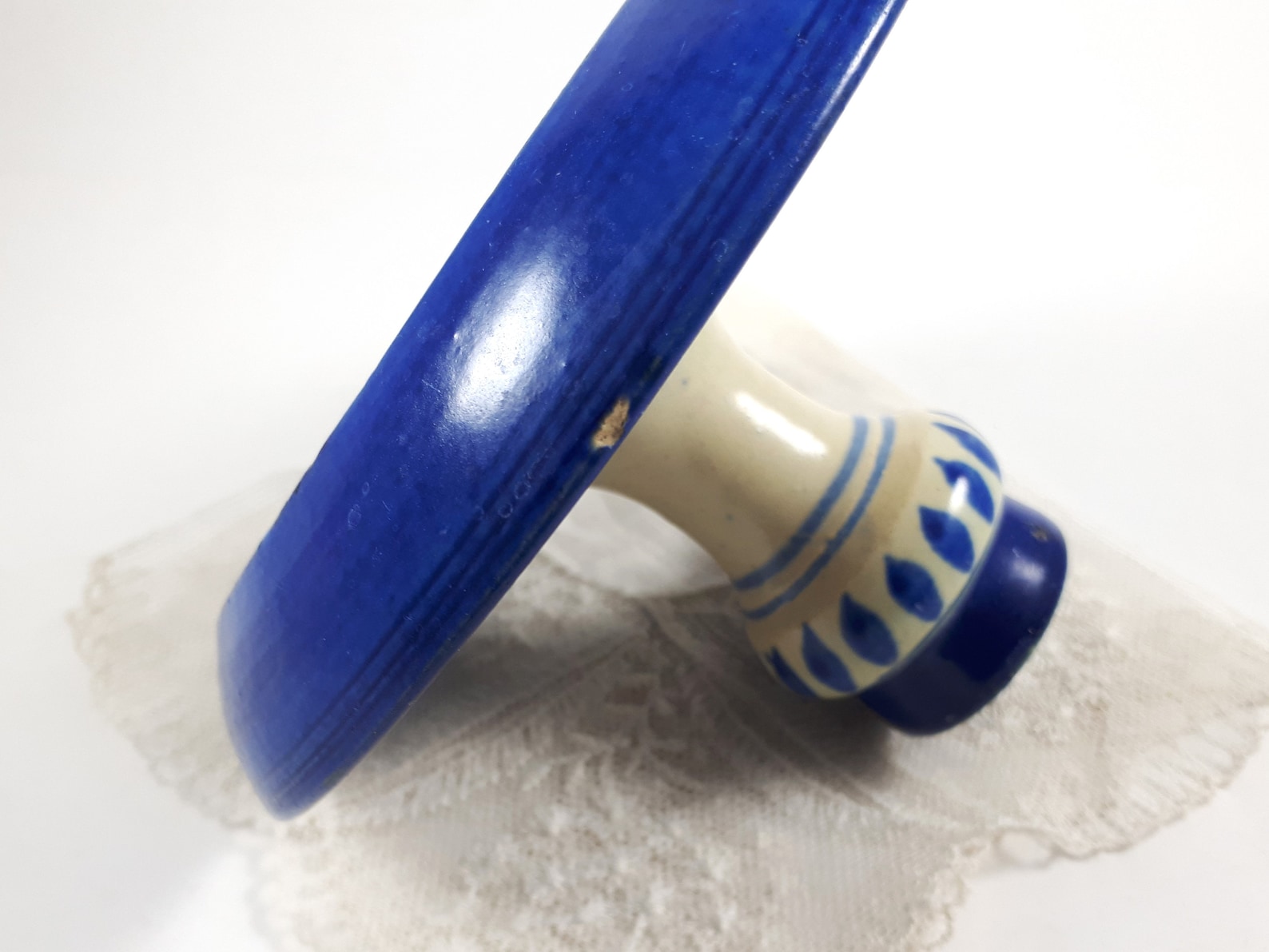 Vintage Delft Finger Candlestick, PZH Holland, Blue & White Pottery ...