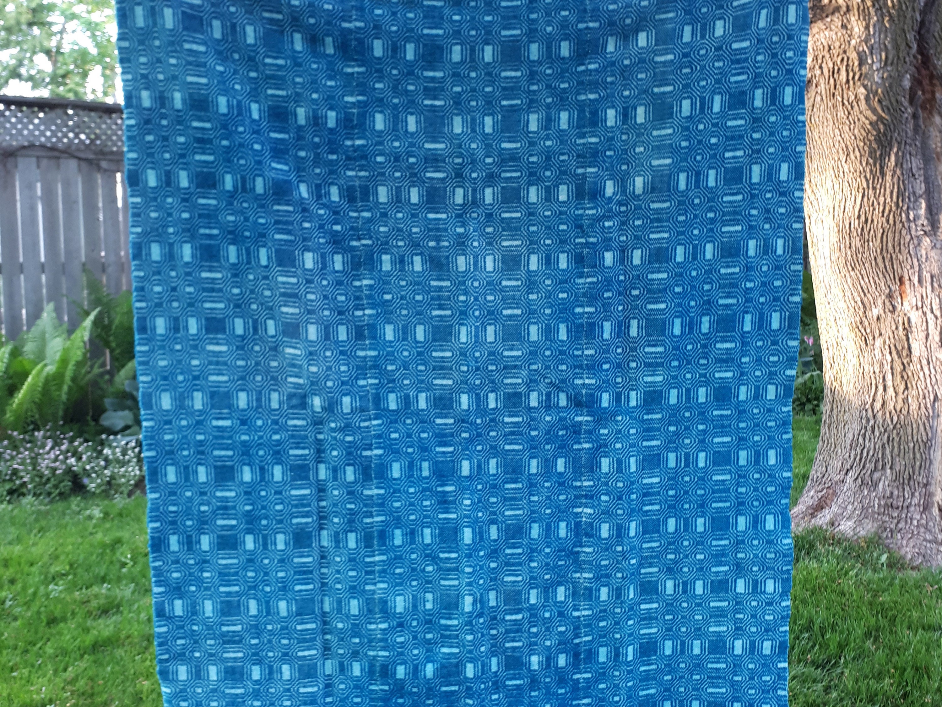Antique Blue Overshot Coverlet Triple Panel Hand Woven - Etsy