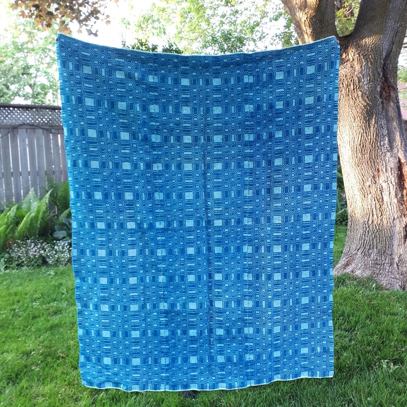 Antique Blue Overshot Coverlet Triple Panel Hand Woven - Etsy