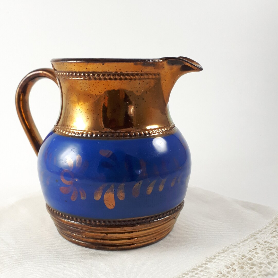 Copper Luster Pitcher, Antique Creamer, 19th Century, Lusterware Jug ...