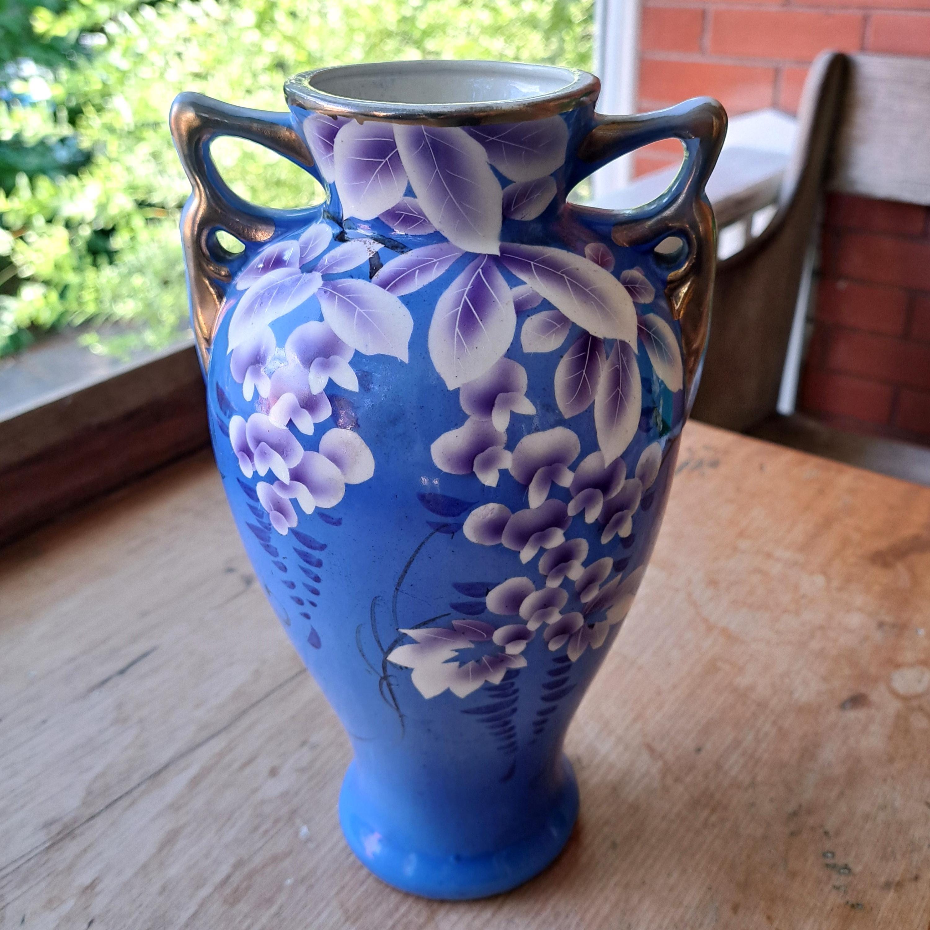 Antique Royal Nippon Nishiki Vase, Purple Wisteria, Double Handled ...