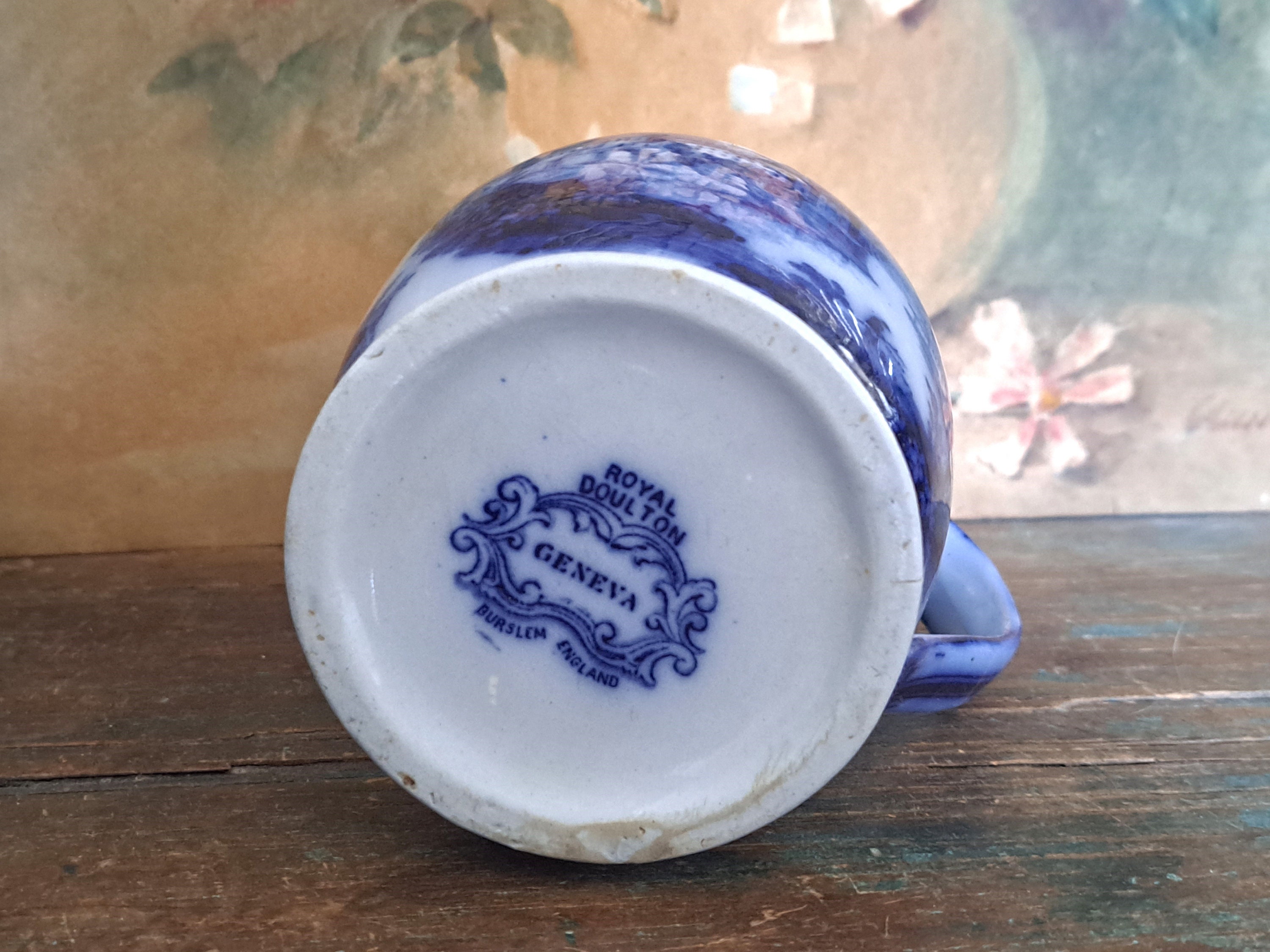 Antique Royal Doulton Flow Blue Pitcher, Burslem England, Geneva ...