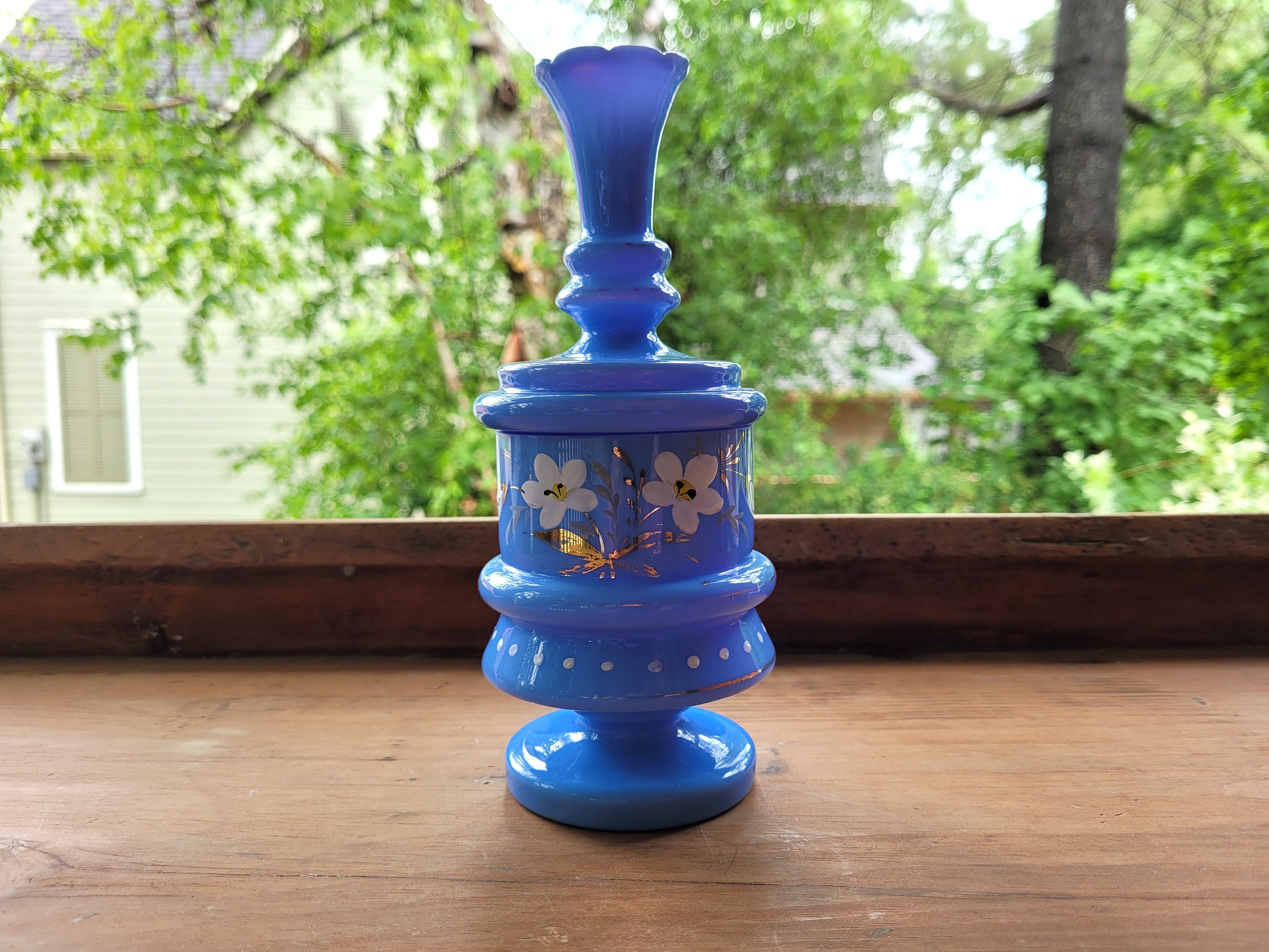 Antique Blue Opaline Glass Apothecary Jar Vanity Box Blue - Etsy Canada