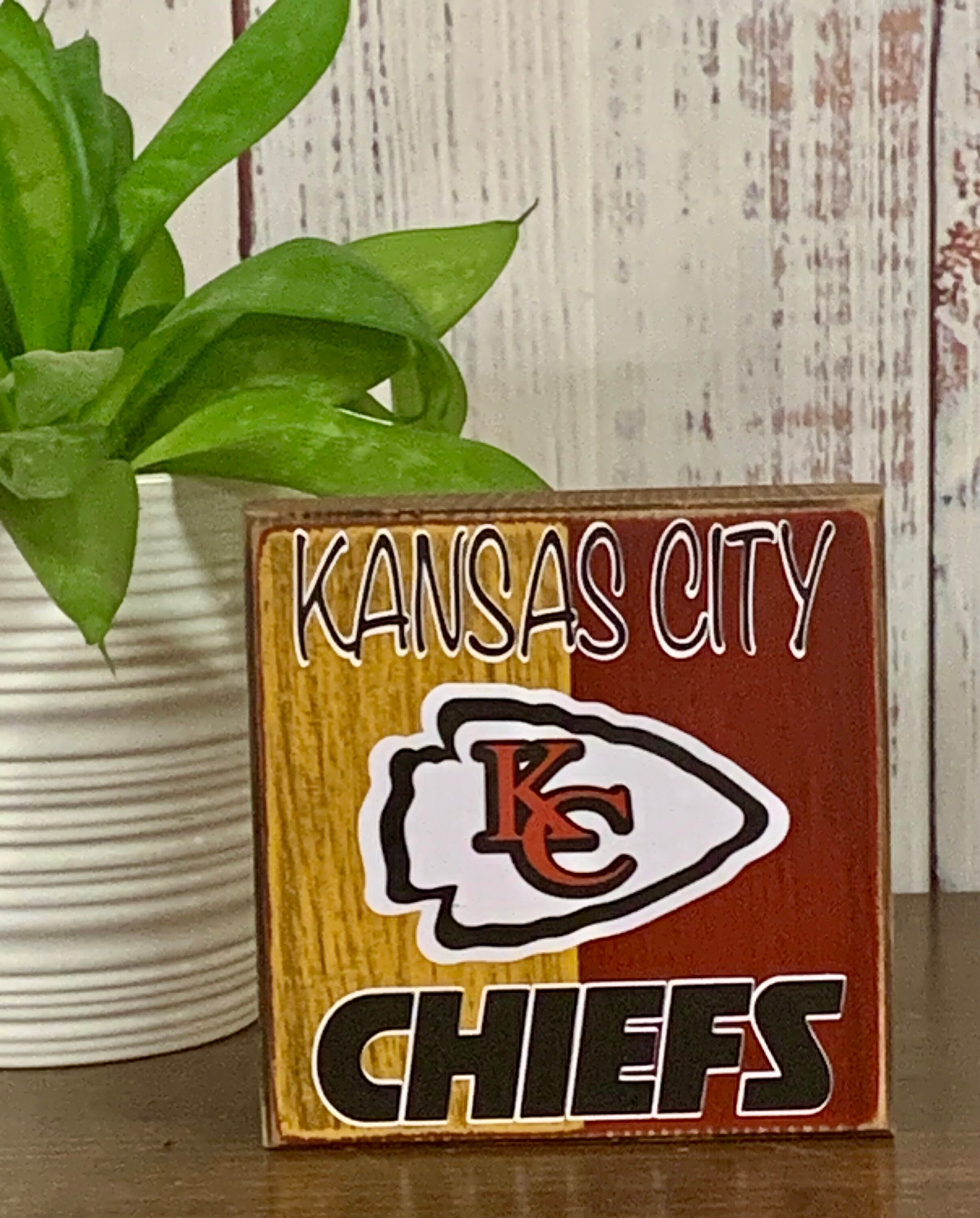 Kansas City Chiefs Square Wood Sign 4 1/2 X 4 1/2 X3/4 Shelf-sitter ...