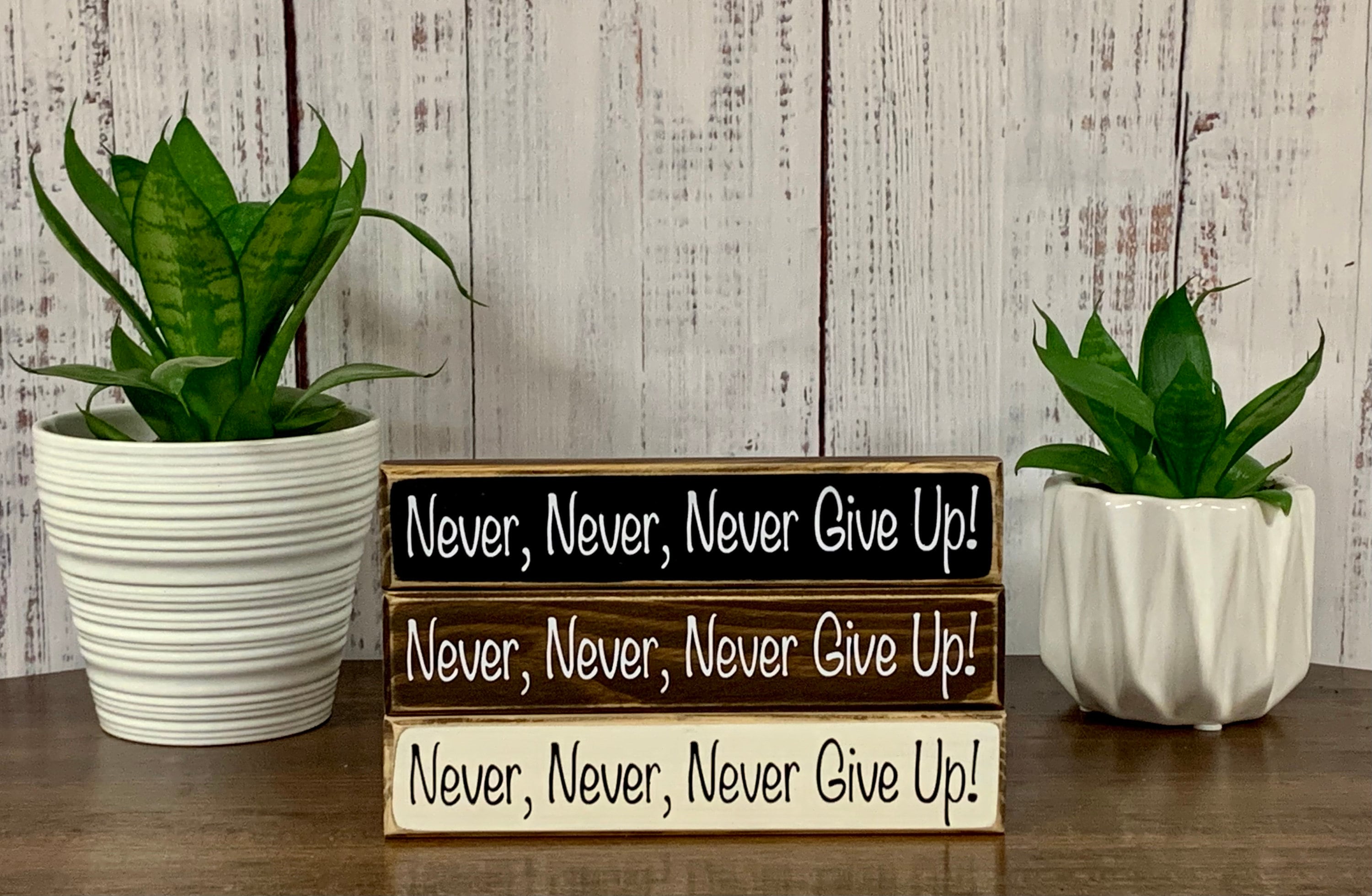 Never,never,never Give Up! Sign / Farmhouse Sign/shelf Sitter Sign ...