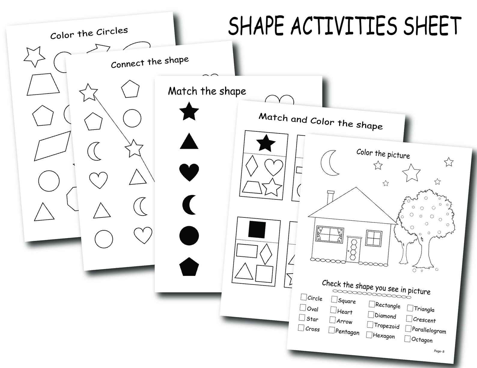 Shape Activities Printable Worksheet - Etsy