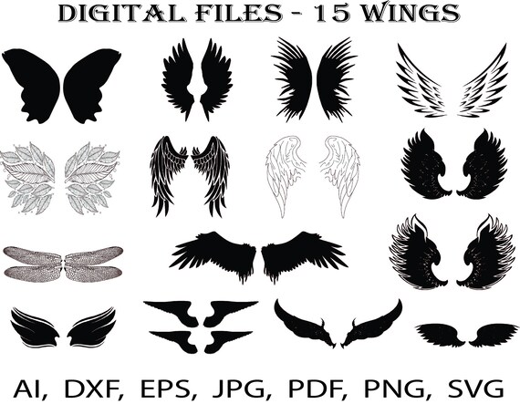 Wings Bundle A Svg / Dxf / Eps / Jpg / Pdf / Png / Ai - Etsy